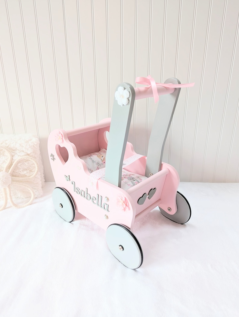 Wooden Doll Stroller, Wooden Carriage, Baby Walker, Push Toy, One Year ...