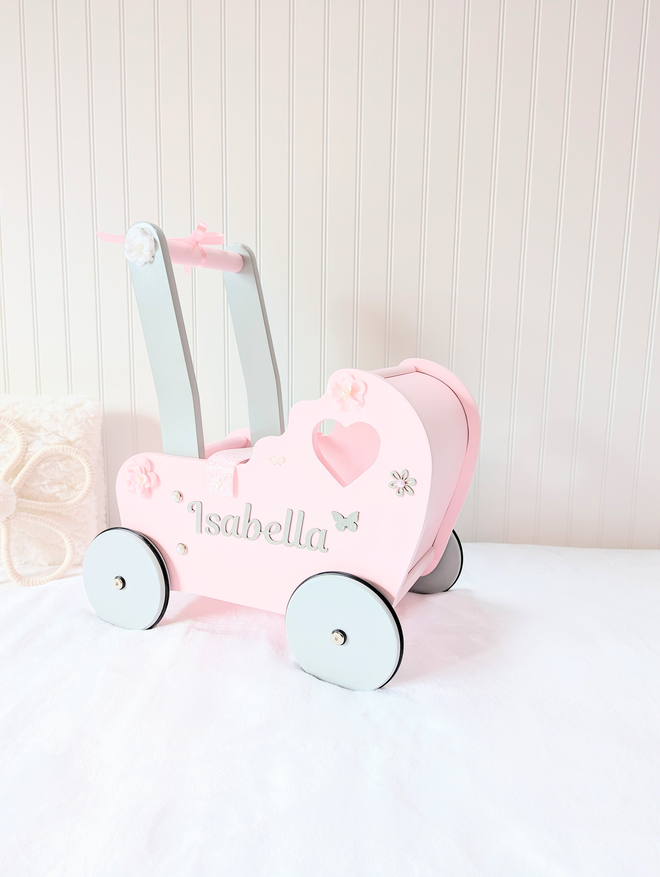 Wooden Doll Stroller, Wooden Carriage, Baby Walker, Push Toy, One Year ...