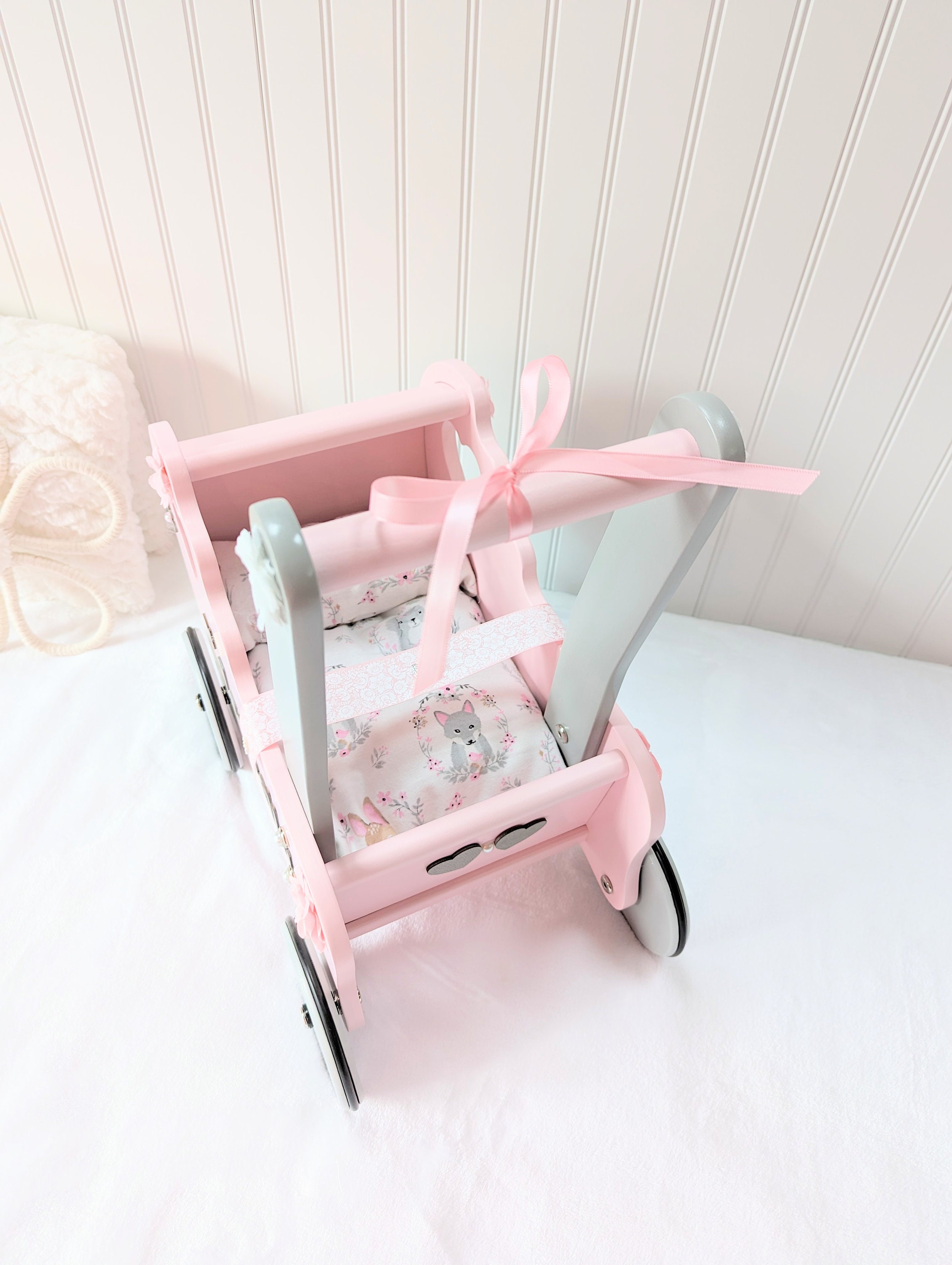 Wooden Doll Stroller, Wooden Carriage, Baby Walker, Push Toy, One Year ...
