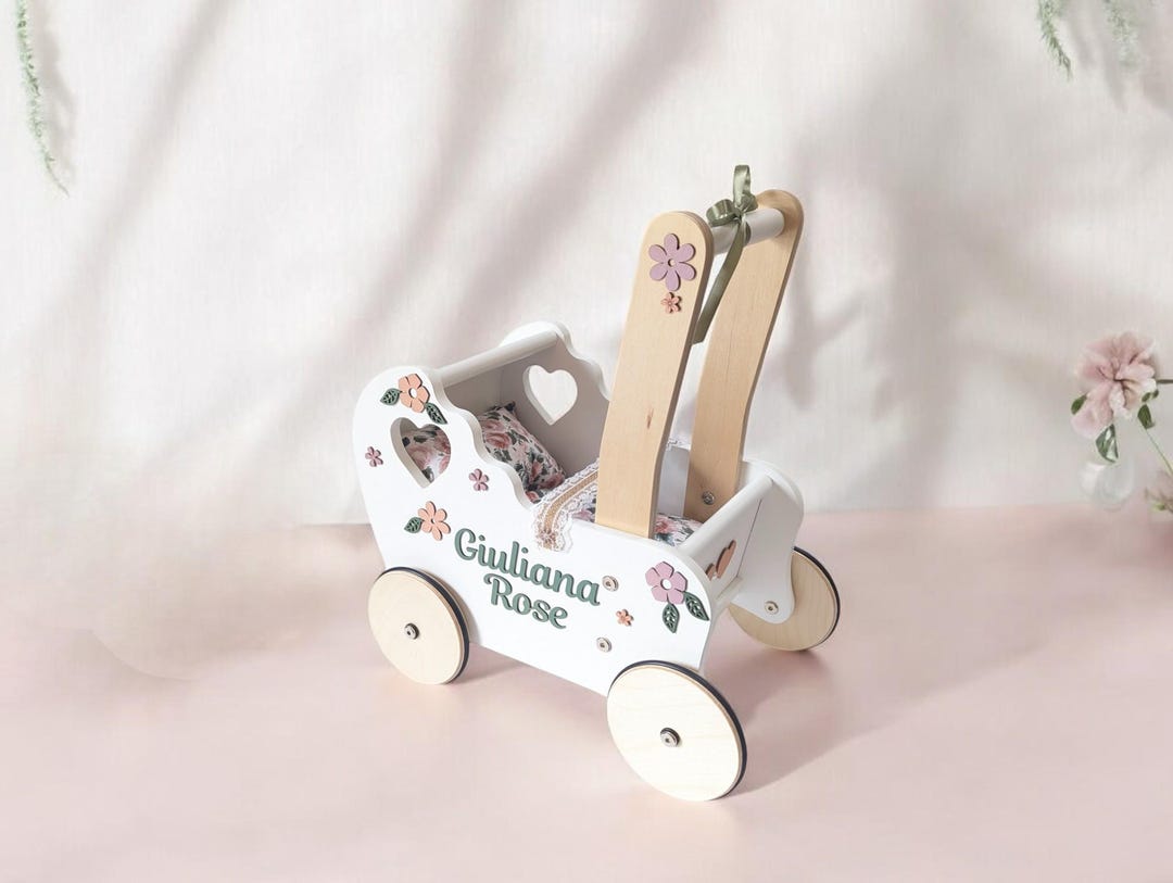 Wooden Doll Stroller, Push Carriage, Baby Walker, Push Toy, One Year ...