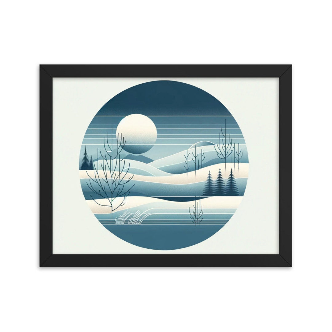 Winter Serenity: Minimalist Snowscape Art Cool Muted Colors Poster ...