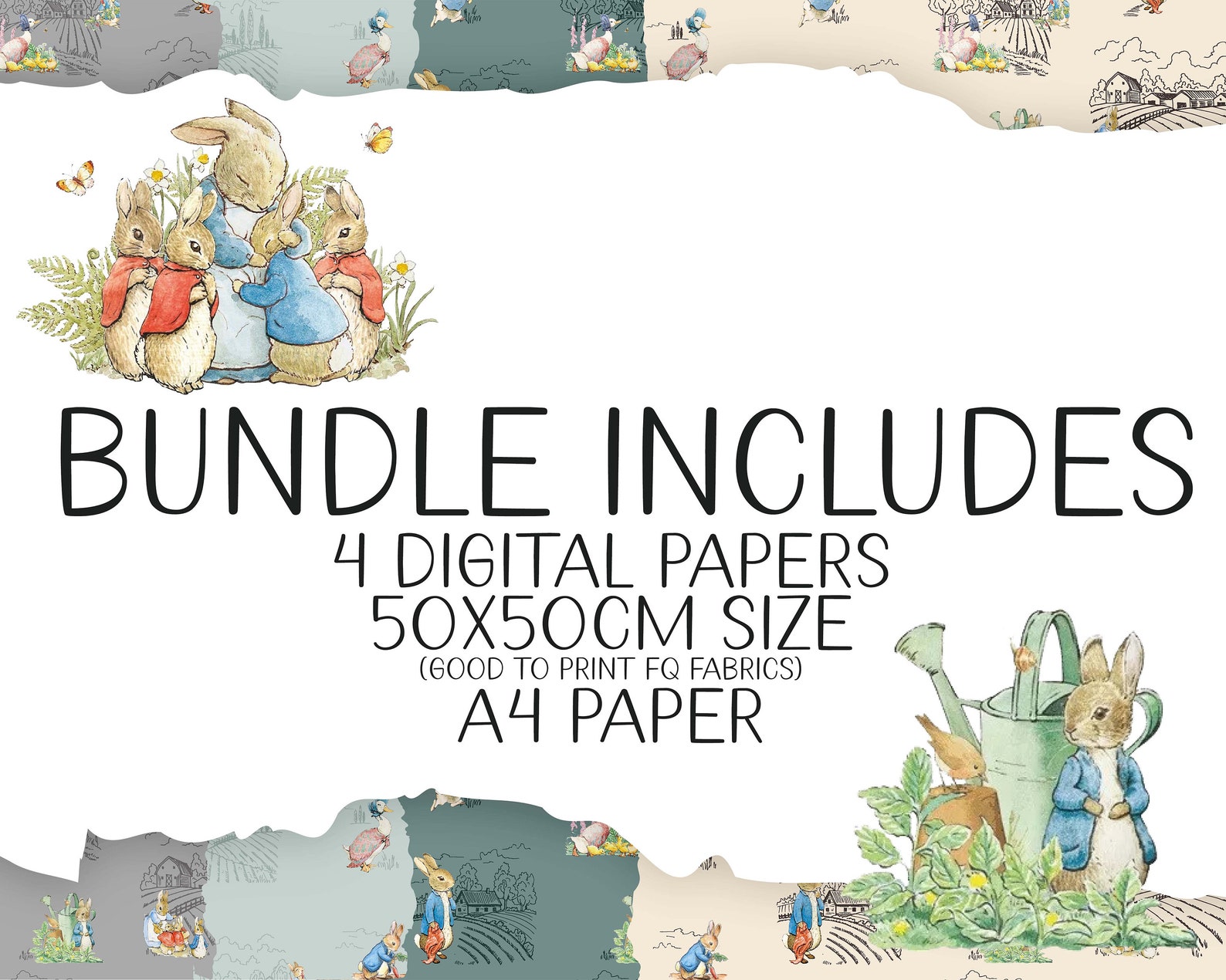 Peter Rabbit Paper Pack, Beatrix Potter, Digital Paper, Printable Paper ...