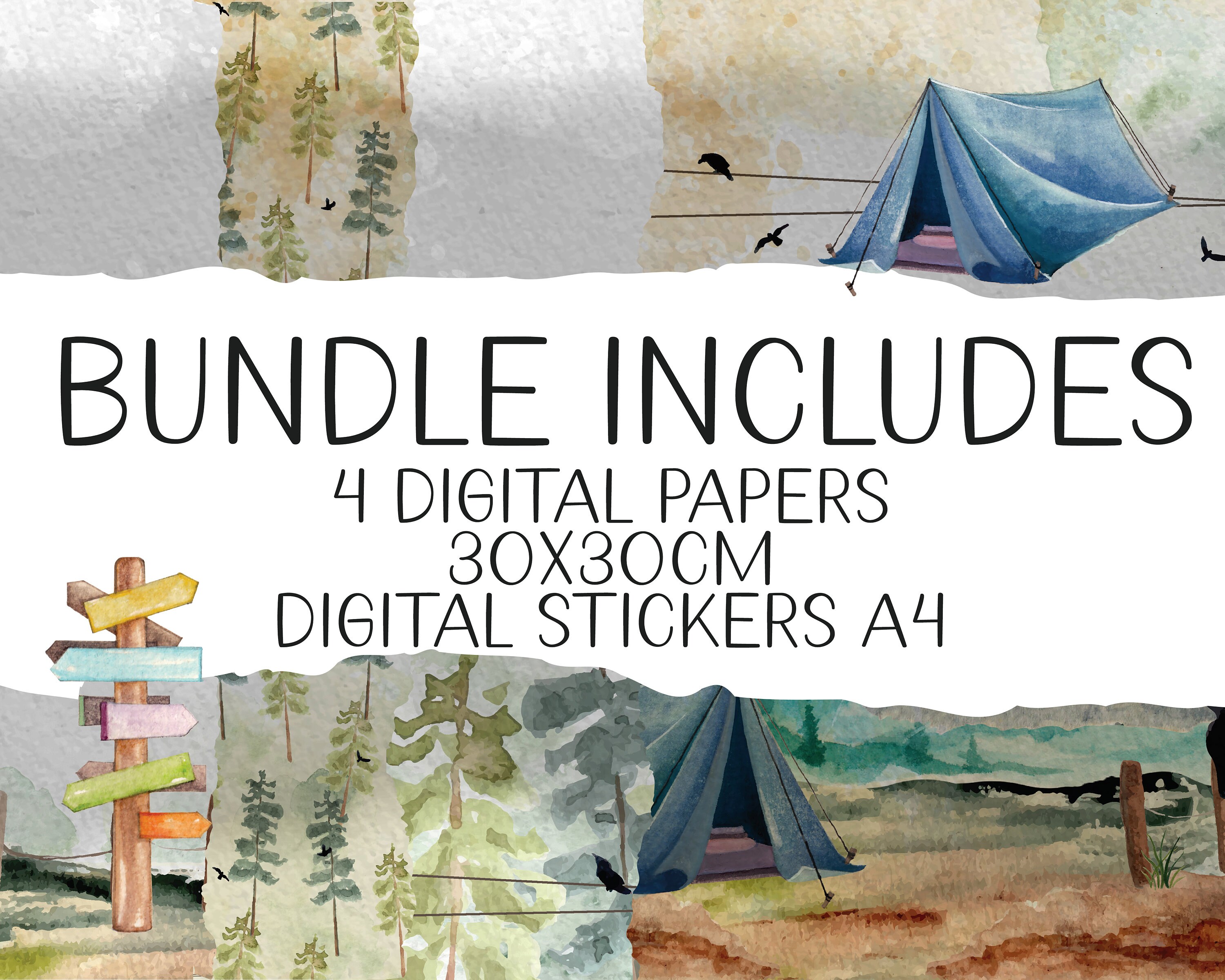 Camping Digital Paper Digital Paper Printable Paper - Etsy