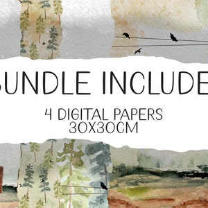 Watercolor Forest Paper Pack, Digital Paper, Printable Paper ...
