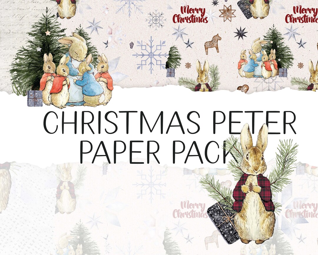 Christmas Peter Rabbit Paper Pack, Beatrix Potter, Digital Paper ...