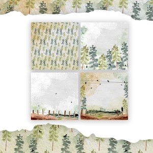Watercolor Forest Paper Pack, Digital Paper, Printable Paper ...