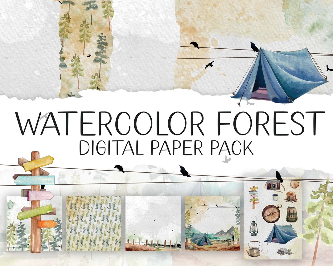 Camping Digital Paper Digital Paper Printable Paper - Etsy