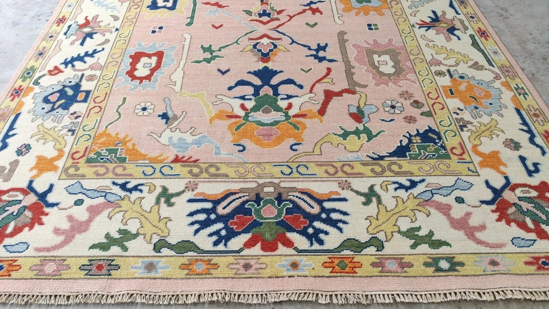 Alice Roberts Light Rust and Ivory Hand-knotted Oushak Rug muliple ...