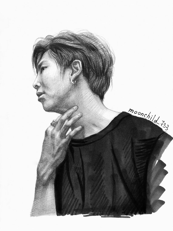 RM BTS Printed Drawing by Moonchild_733 | Etsy