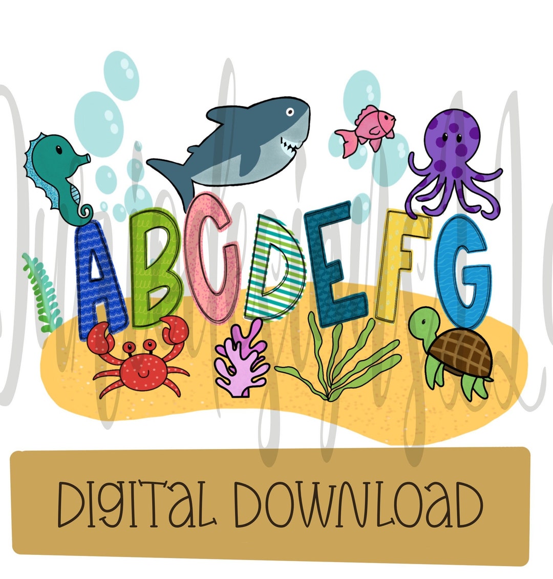 Under Water Alpha Font, Ocean Alpha Pack,sublimation,tshirt PNG ...