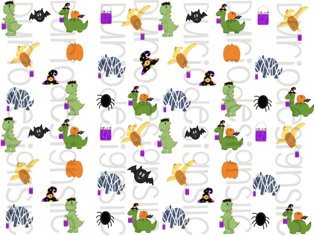 Halloween Dinosaur Seamless Paper, Dinosaur Png, Halloween Png, Dino ...