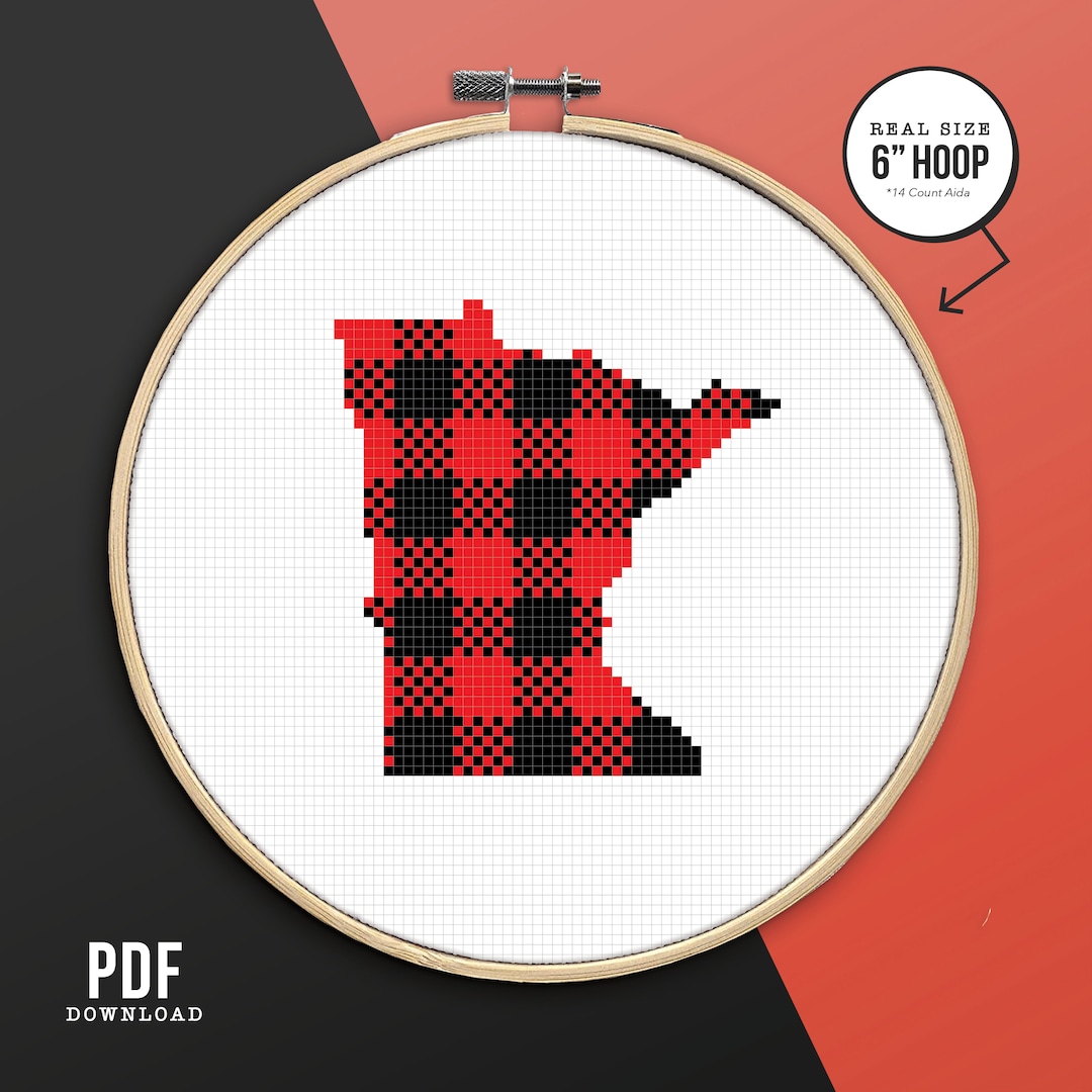 Buffalo Plaid MN Cross Stitch Pattern, Minnesota Cross Stitch PDF ...