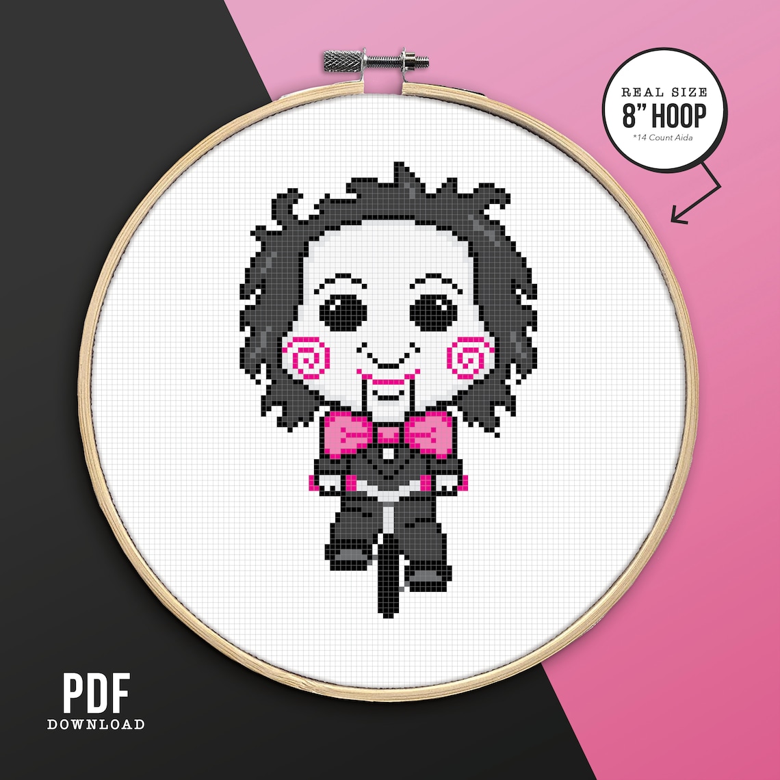 Horror Movie Cross Stitch Pattern Jigsaw, Saw Movies, Cute and Creepy ...