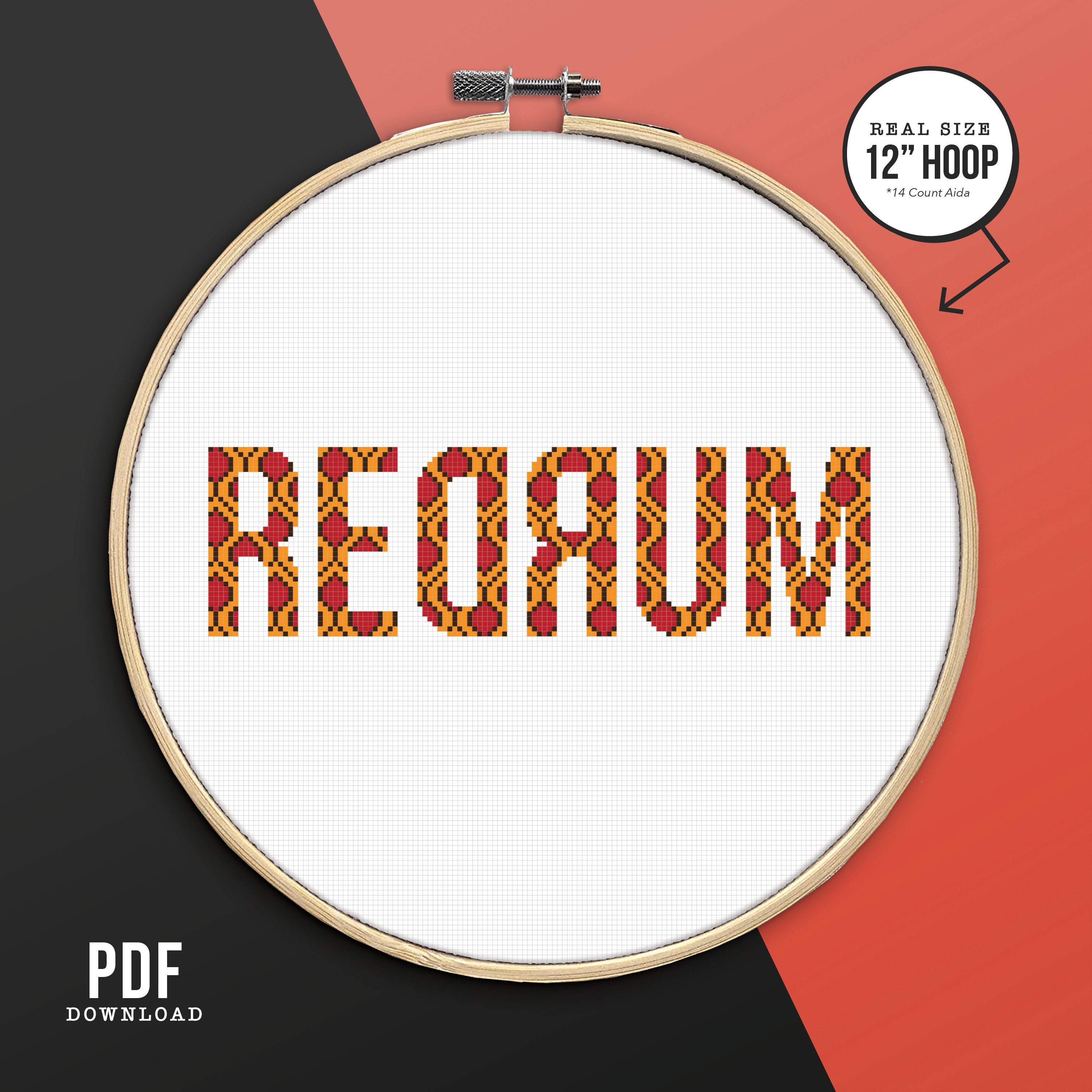 Redrum Shining Cross Stitch Pattern Horror Movie Cross | Etsy