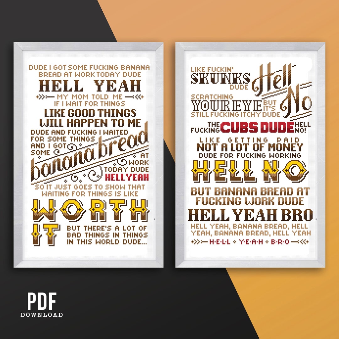 Banana Bread at Work – Banana Bread Hell Yeah – Funny Quote Meme Cross ...