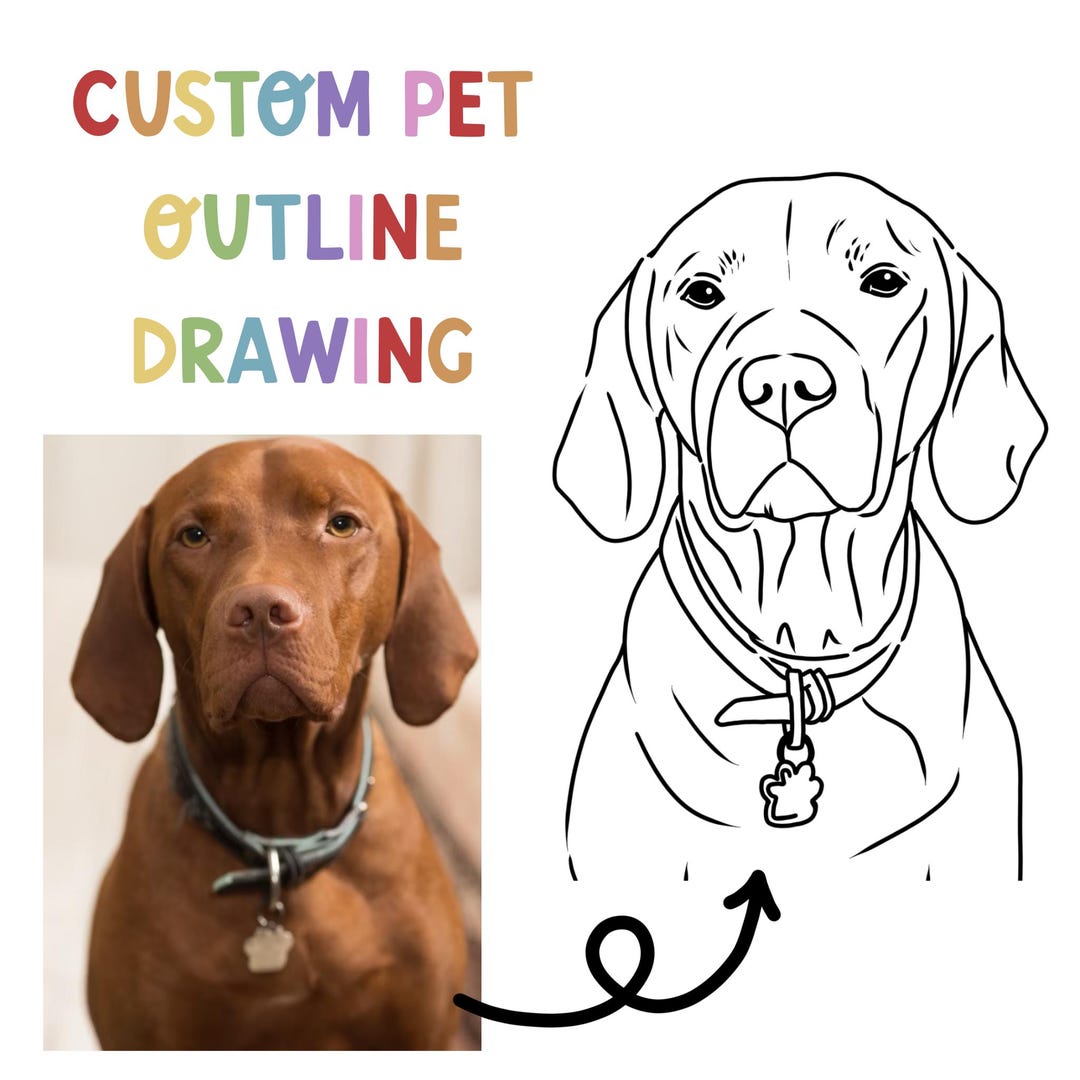 Custom Pet Outline Drawing, Dog Line Drawing Tattoo, Custom Pet Line ...