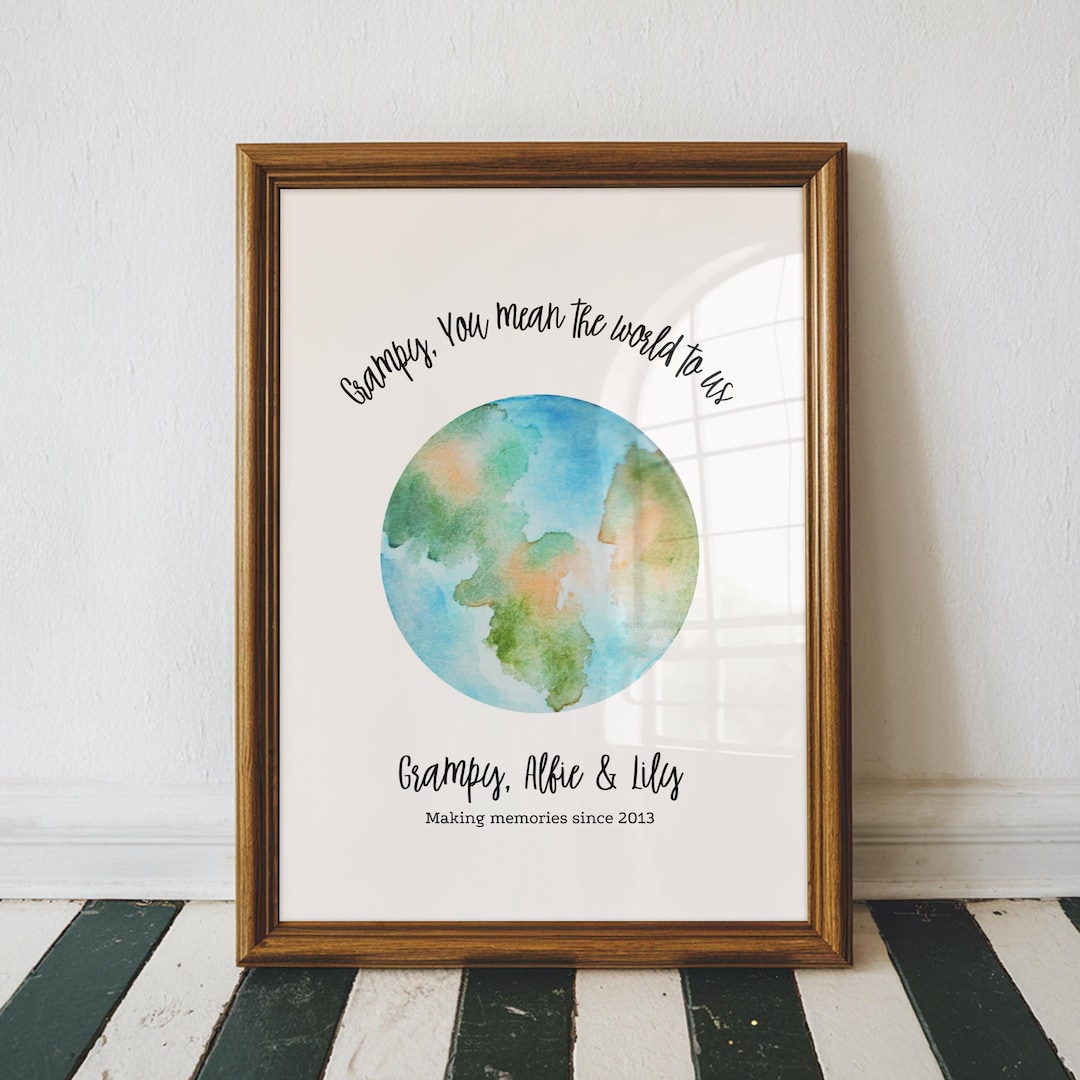 Personalized Grandad World Map Print, Father's Day Gift (digital ...