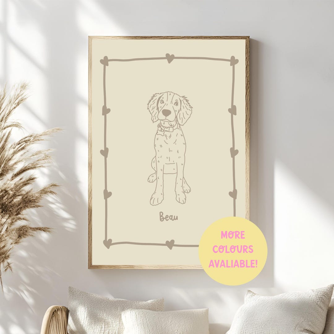 Custom Pet Portrait Print: Hand-drawn Dog Illustration (digital ...
