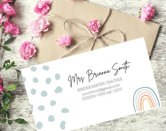 Plant Terracotta Business Card, Teacher Information Card, Editable ...