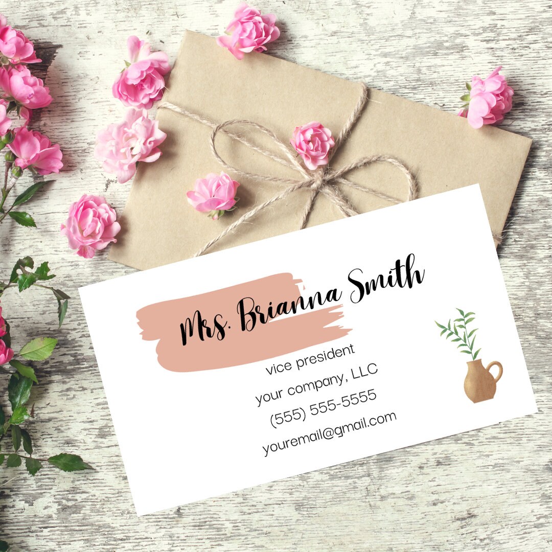 Plant Terracotta Business Card, Teacher Information Card, Editable ...