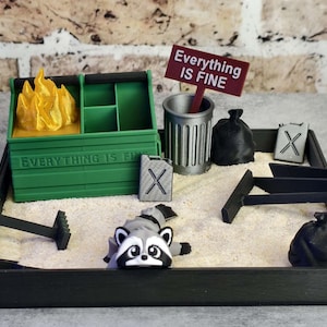 Dumpster Fire Zen Garden - Large 7" X 7" With Fine Sand - Desk ...