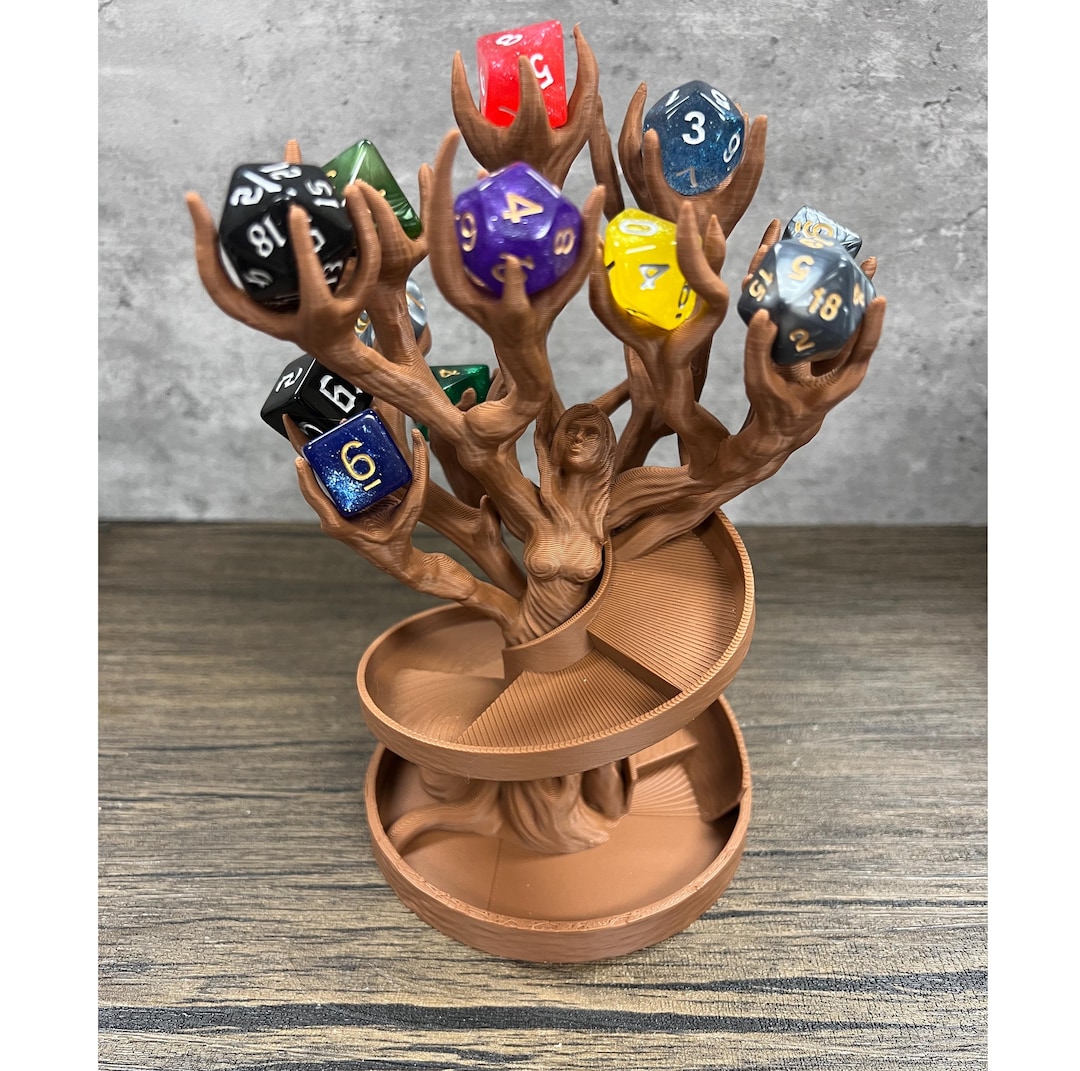 Tree Goddess Dice Tower - Random 7pc D20 Dice Set Included - Branches ...