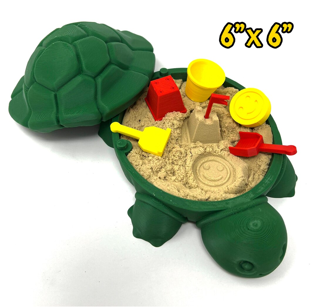 Mini Desktop Turtle Sand Box - 6 X 6 in - Comes With Play Sand and Mini Beach Accessories - Zen ...