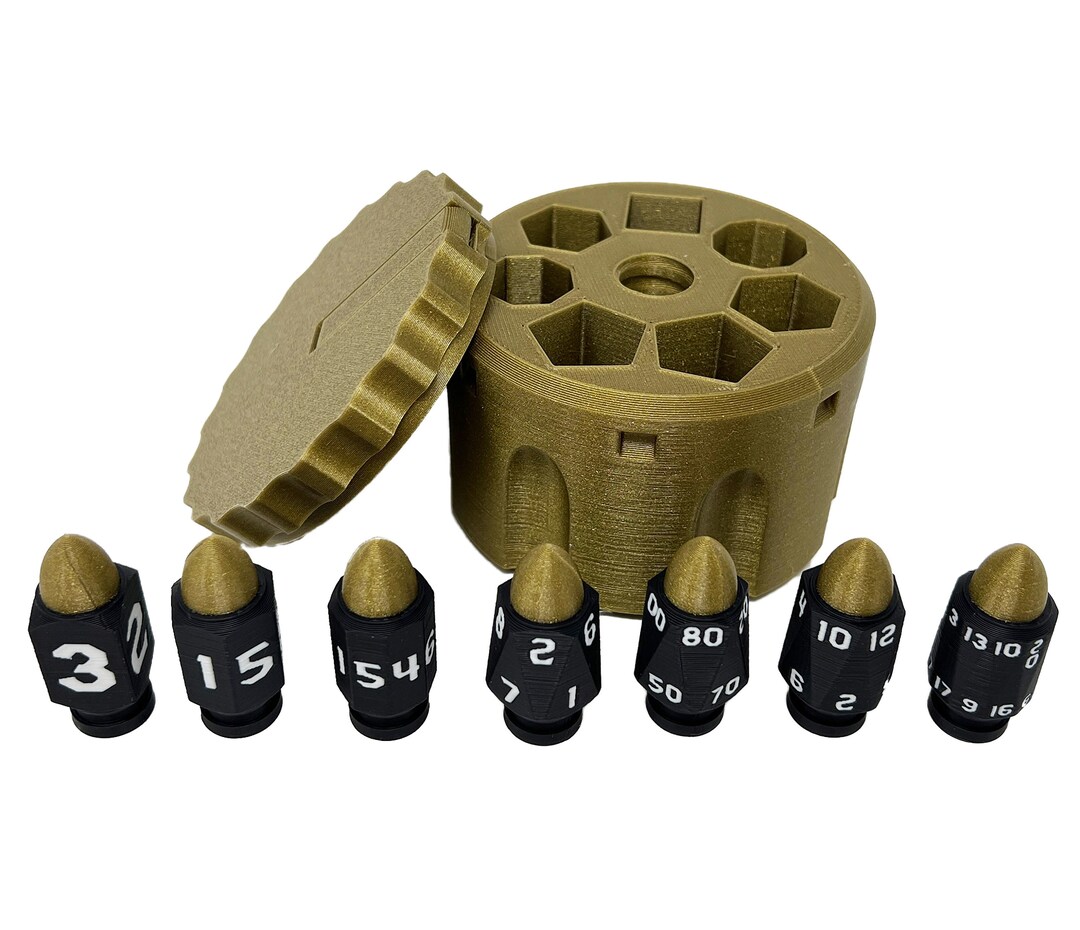 Munnygrubbers Bullet Dice With Spinning Revolver Cylinder Dice Storage ...
