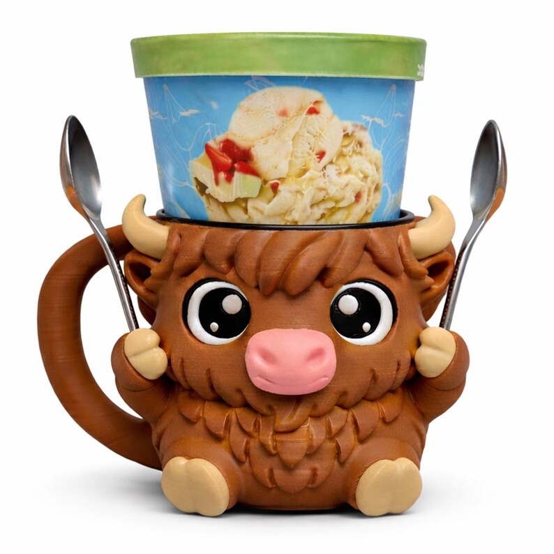 Highland Cow Cream Pint Holder - Fits Standard & Ninja-creami Pints - 2 ...