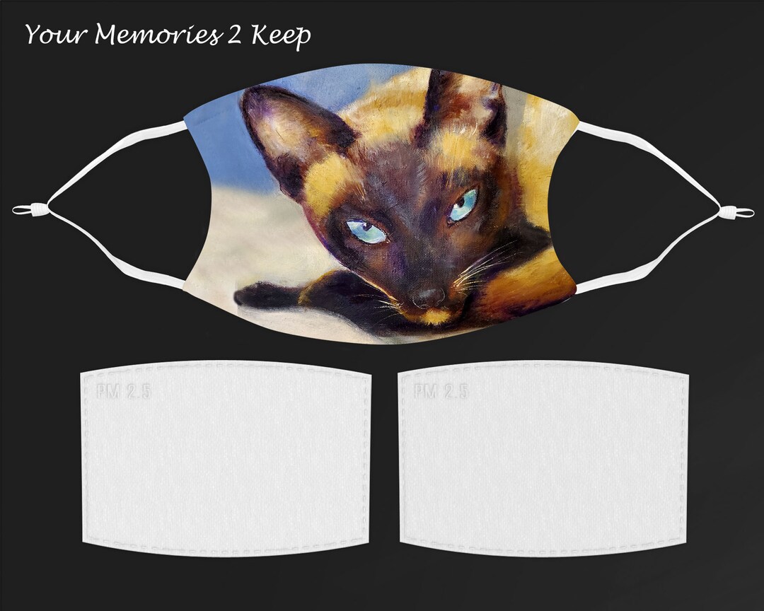 Beautiful Siamese Cat Portrait Face Mask From Oil Painting Love Cats We ...