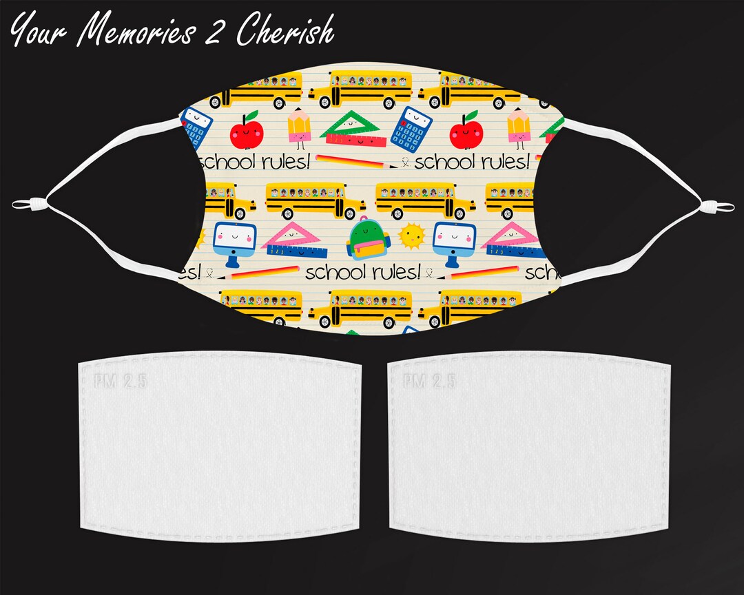 Back to School Face Mask School Buses and More Custom Made Just for You ...
