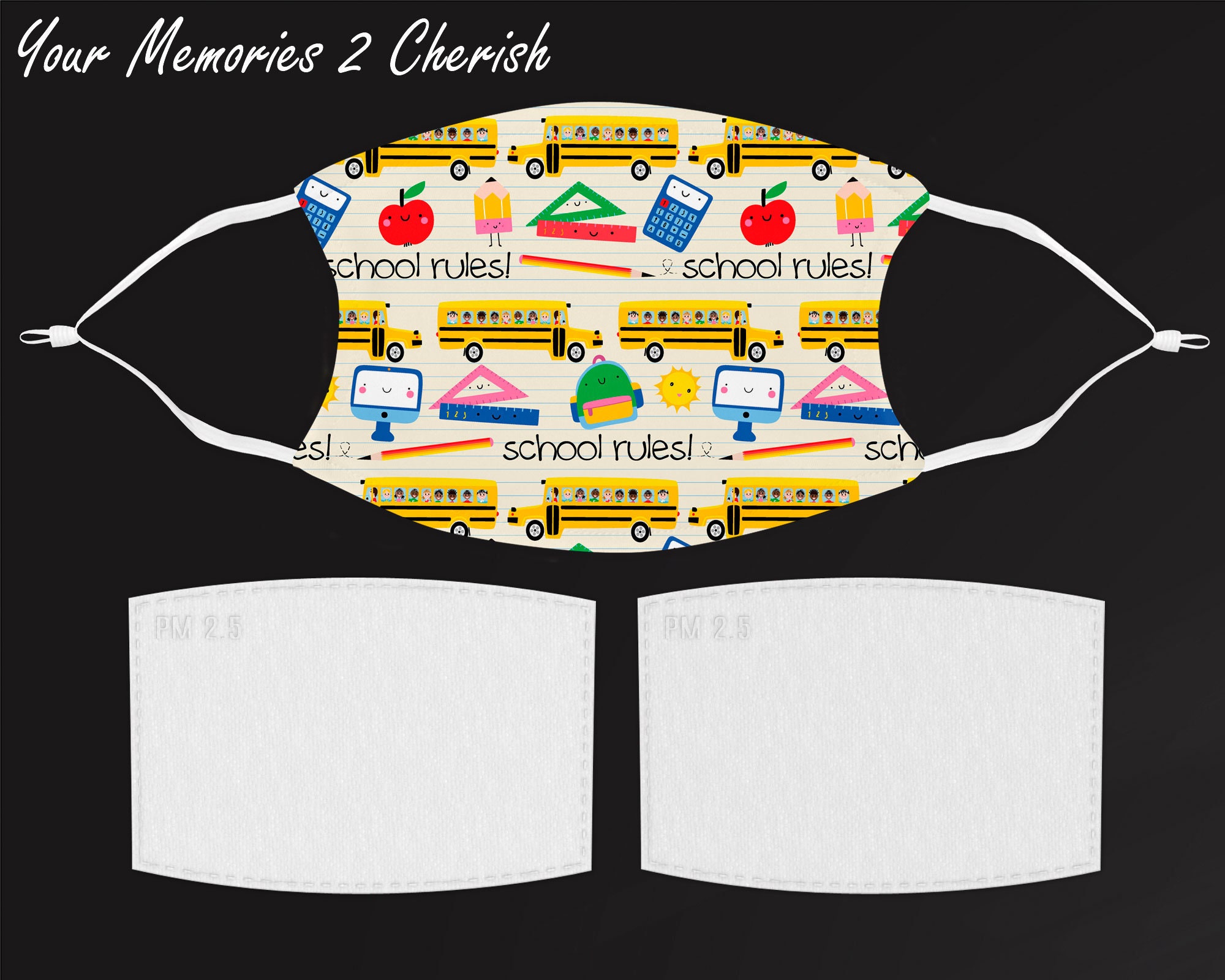 Back to School Face Mask School Buses and More Custom Made Just for You ...