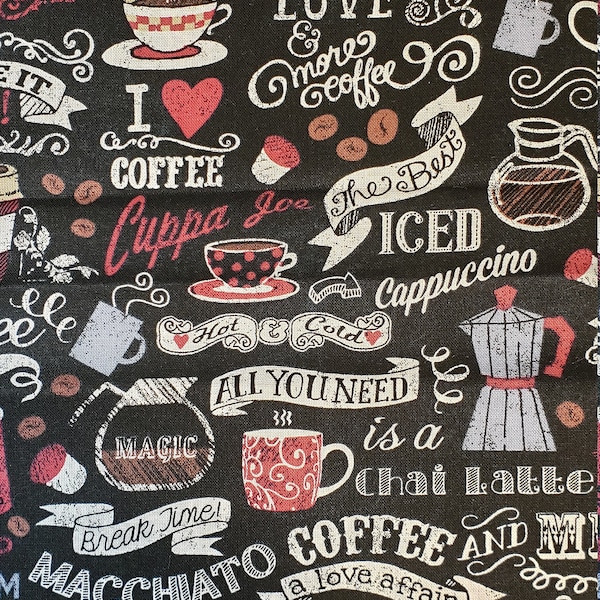 Coffee Themed Fabric - Etsy