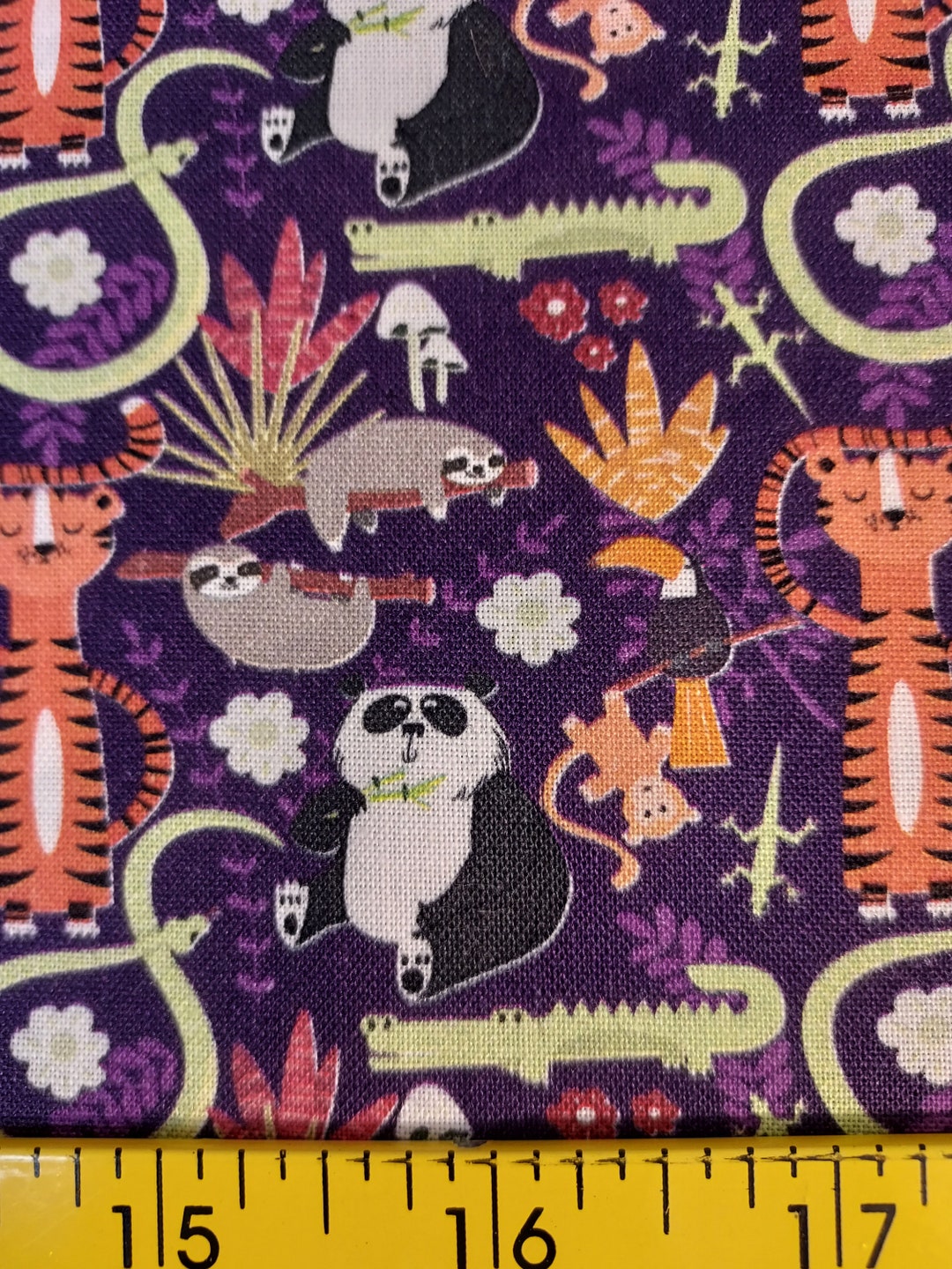 Jungle Animal Kingdom Fabric Print: 100% Cotton for Crafts & Quilting ...
