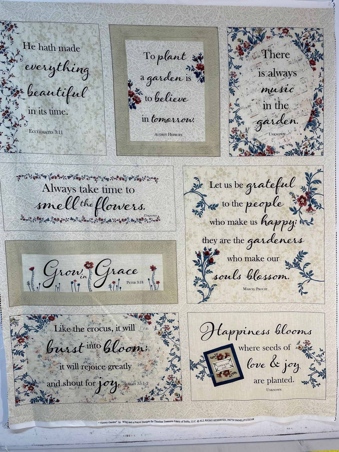 Victory Garden Grow in Grace Panel 36" in Beige by Wing and Prayer for ...