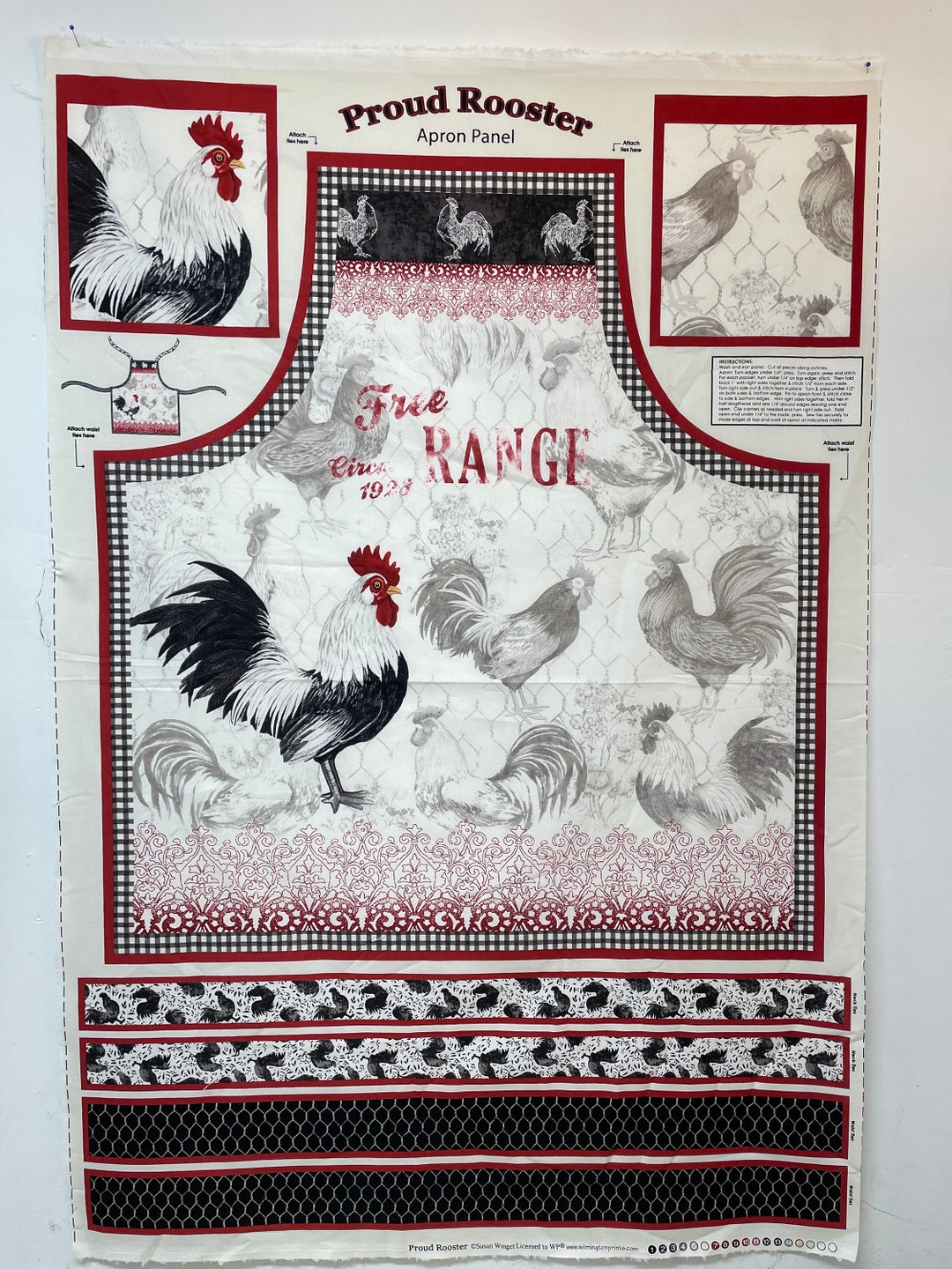 Susan Winget Proud Rooster Apron Wilmington Prints Cotton Fabric 100% ...