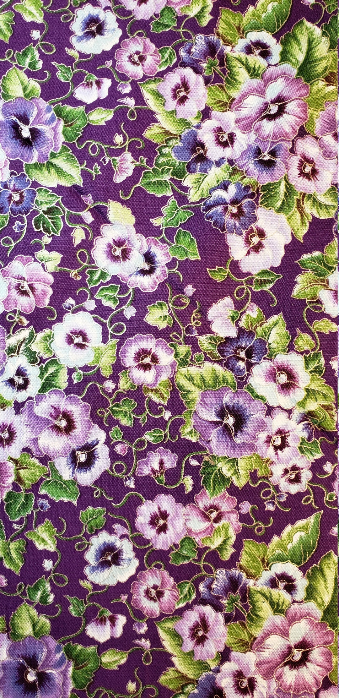 Marcus Bros Purple on Purple Pansy's Print Fabric 100% Cotton for ...