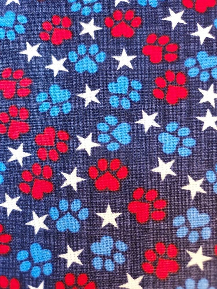 Patriotic Paw Prints Fabric 100 Cotton For Clothing Crafts Etsy