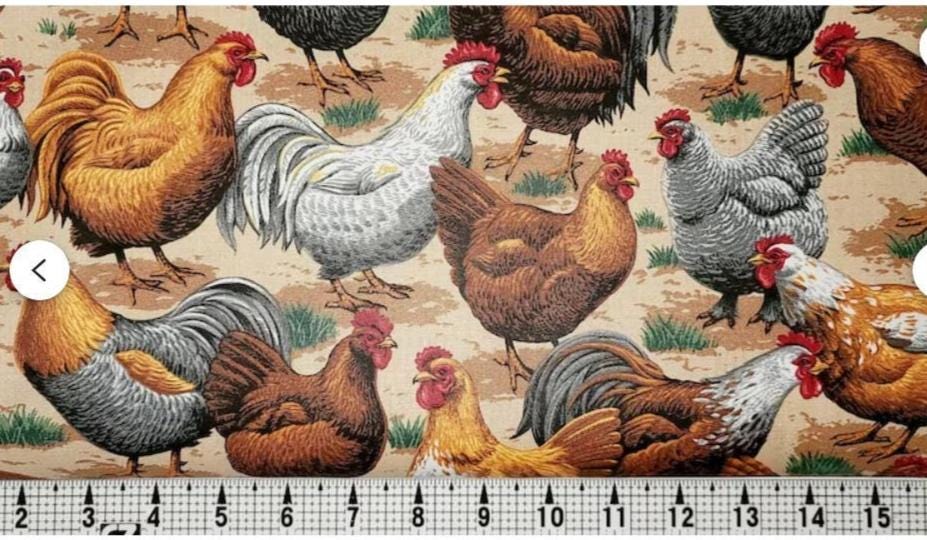 Vintage Cranston Chickens Fabric: Home to Roost Cotton for Quilting - Etsy