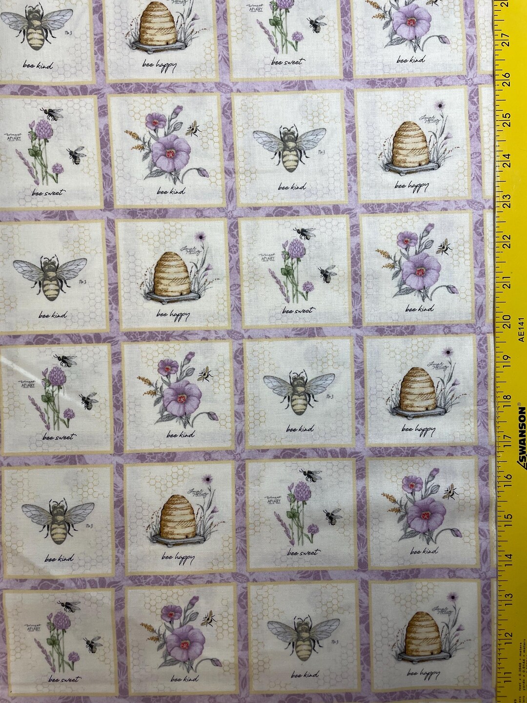 Bees and Flowers Cotton Fabric, Susan Winget Print, Quilting and Crafts ...