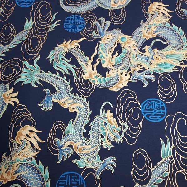 Asian Dragon Fabric - Etsy