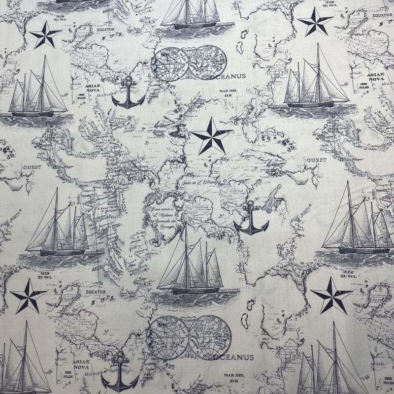 Map Fabric - Etsy
