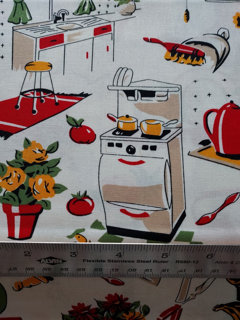 Michael Miller Fifties Kitchen Fabric: 100% Cotton, Quilting & Crafts ...