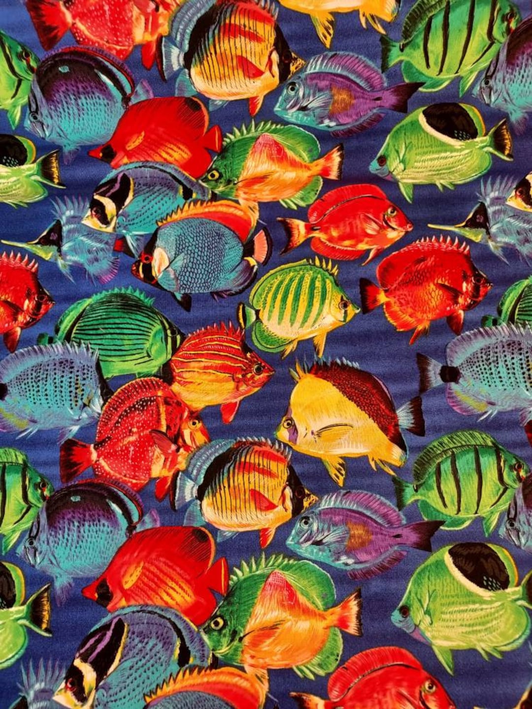 Colorful Fish Print Fabric, 100% Cotton Quilting Material - Etsy