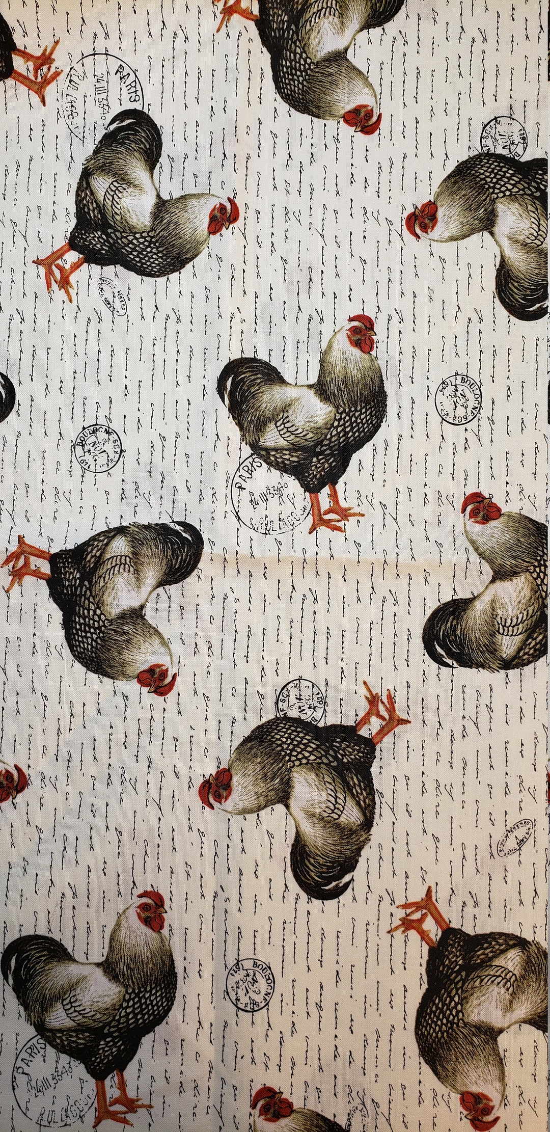 Roosters From Paris Premium Cotton Fabric 100% Cotton for Clothing ...
