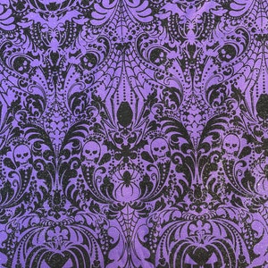Purple Halloween Glitter Cotton Fabric: Gothic Scroll Print - Etsy