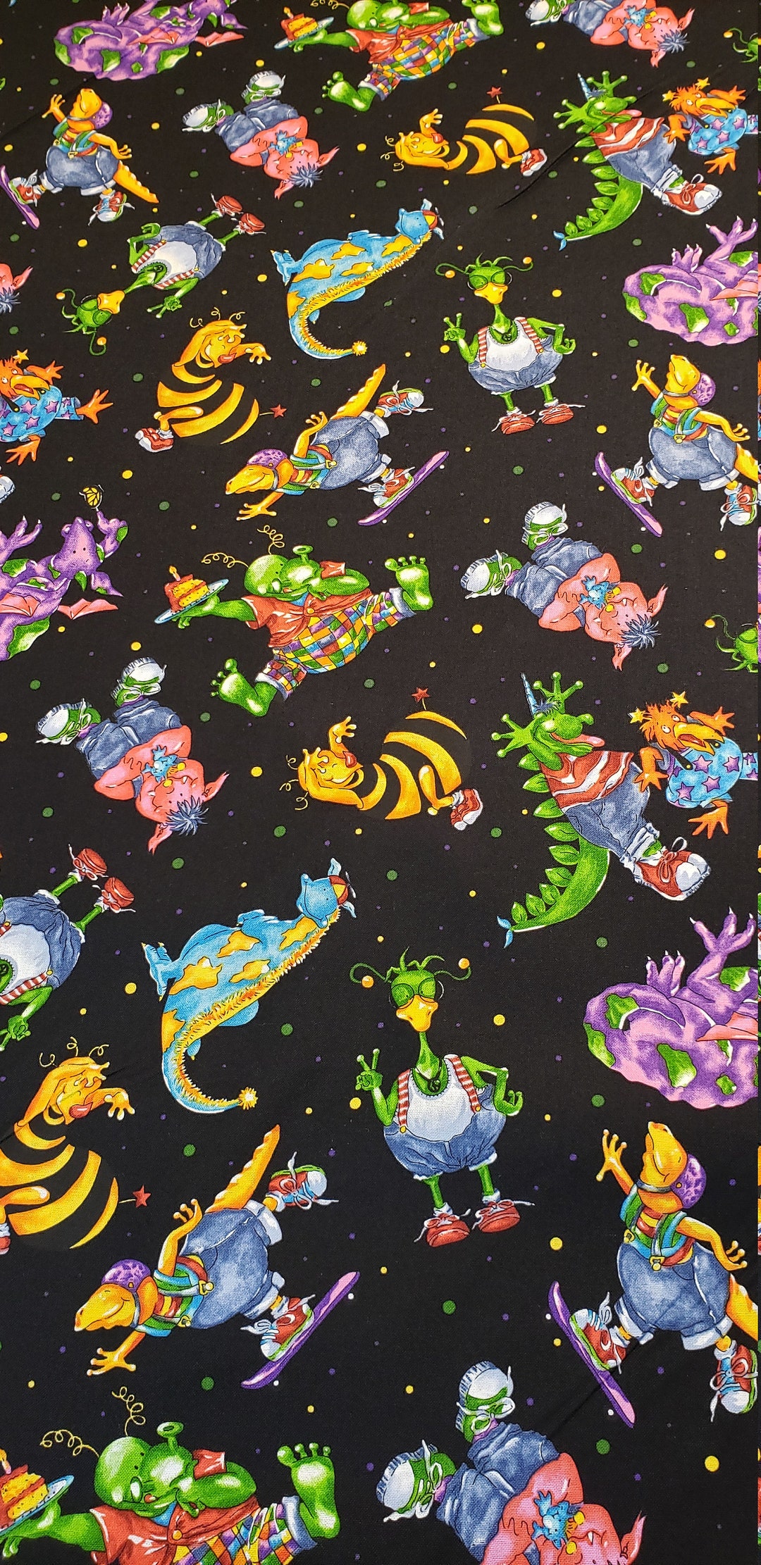 Rare Monster Toss Black Cotton Fabric: Quilting & Crafts - Etsy