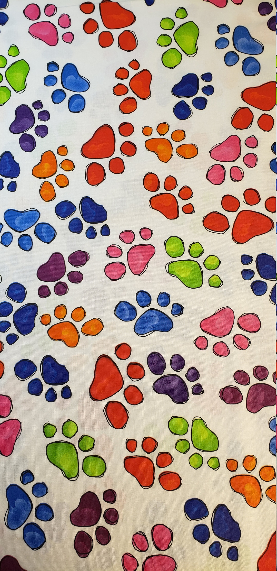 Primary Color Paw Print Fabric: 100% Cotton, Quilting & Crafts - Etsy