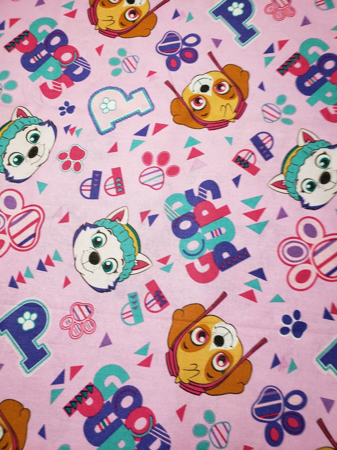 Nickelodeon Paw Patrol Good Pups 100% Cotton Pink Fabric . B.T.Y. Pre ...