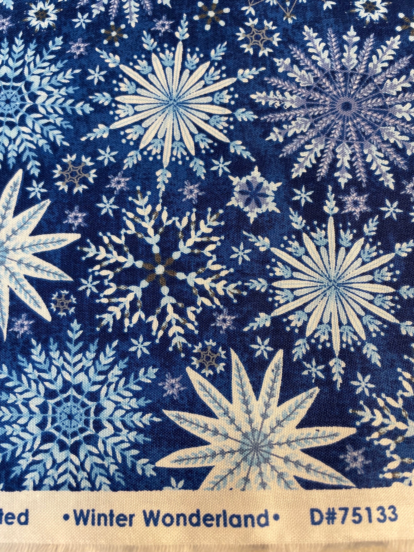Blue Snowflakes Christmas Fabric 100% Cotton for Clothing ,crafts and ...